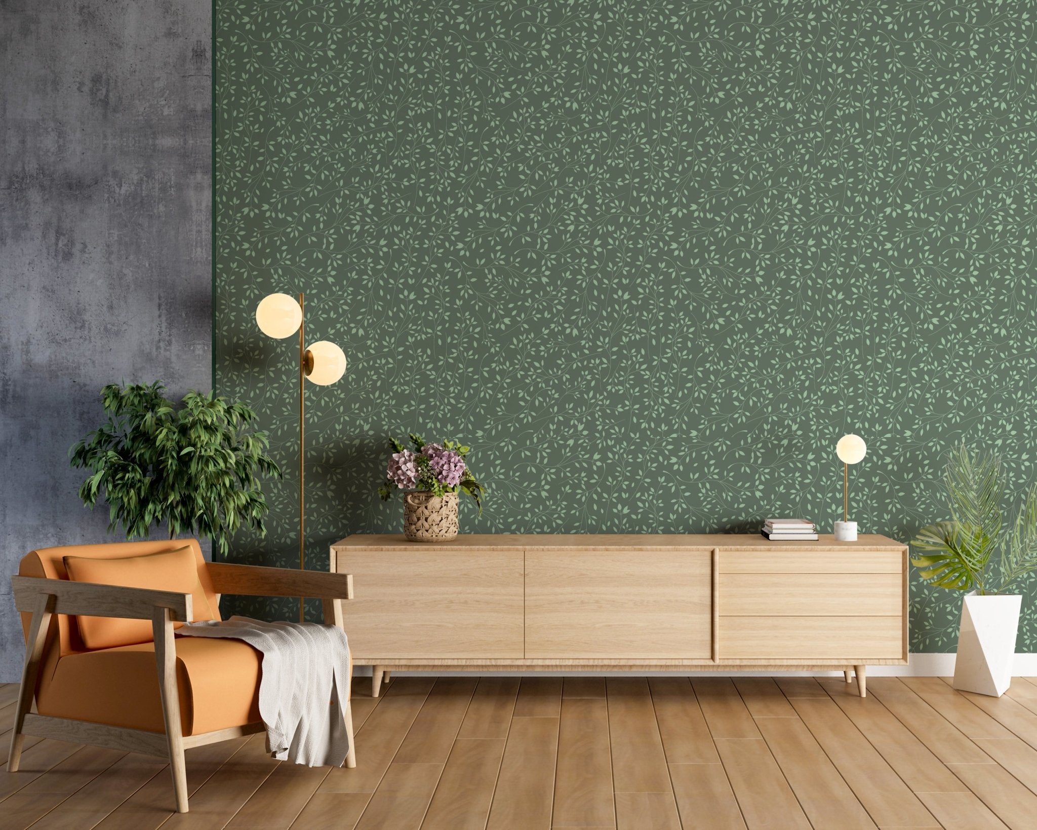 Dark Greenery Decorative Floral Wallpaper – ChicoBumBum